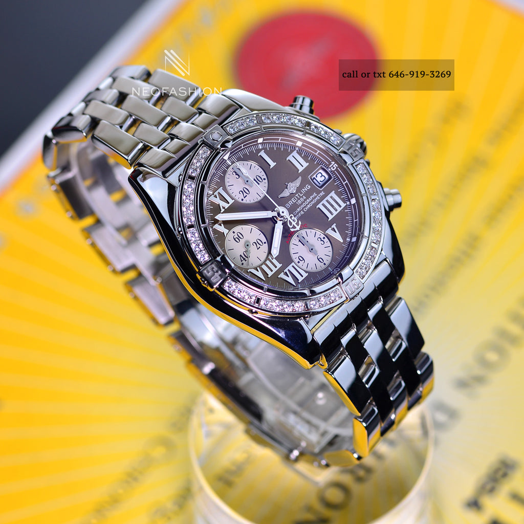 Breitling Cockpit Chronograph 18K Rose gold/ss Diamond D13357 Watch ...