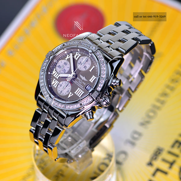 Breitling Cockpit Chronograph 18K Rose gold/ss Diamond D13357 Watch ...