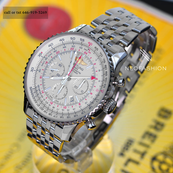 Breitling Navitimer B04 Chronograph GMT 48 GMT White Dial Mens Watch A ...