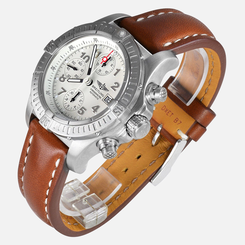 Breitling Chrono Avenger Titanium White Dial Mens Watch E13360 - Dan R