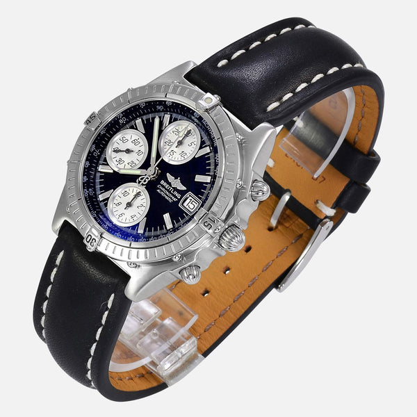 Breitling Chronomat Stainless Steel Black Dial A13050 Mens Watch - Dan ...