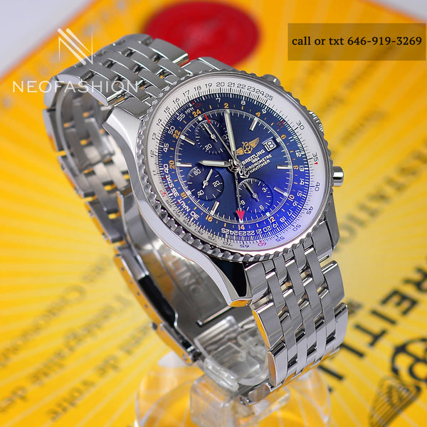 Breitling Navitimer World GMT 2nd Time Zone 46mm Watch A24322 Blue Dia ...