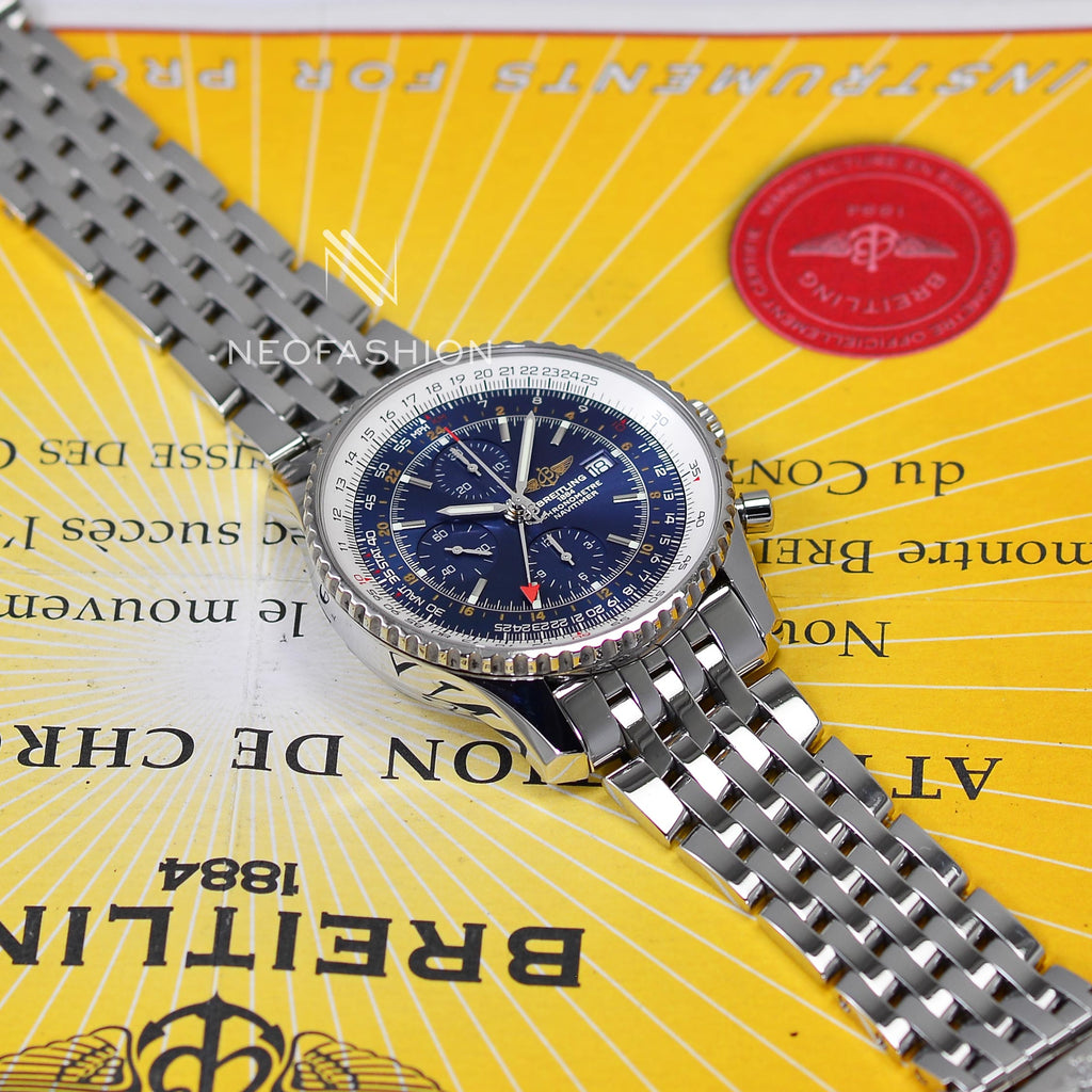 Breitling Navitimer World GMT 2nd Time Zone 46mm Watch A24322 Blue Dia ...