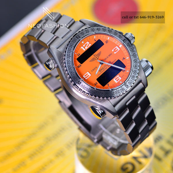Breitling Emergency 42mm Orange Dial Titanium Mens Watch E76321 - Dan L