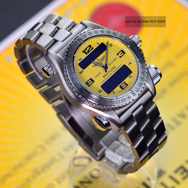Breitling Emergency 42mm Yellow Dial Titanium Mens Watch E76321 - Dan R